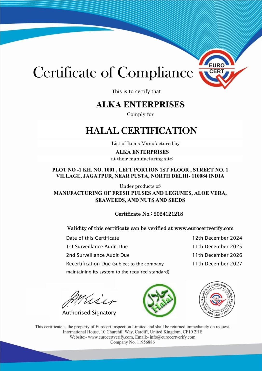Peanut Butter Certificates- FSSAI, HALAL, USFDA, APEDA, ISO